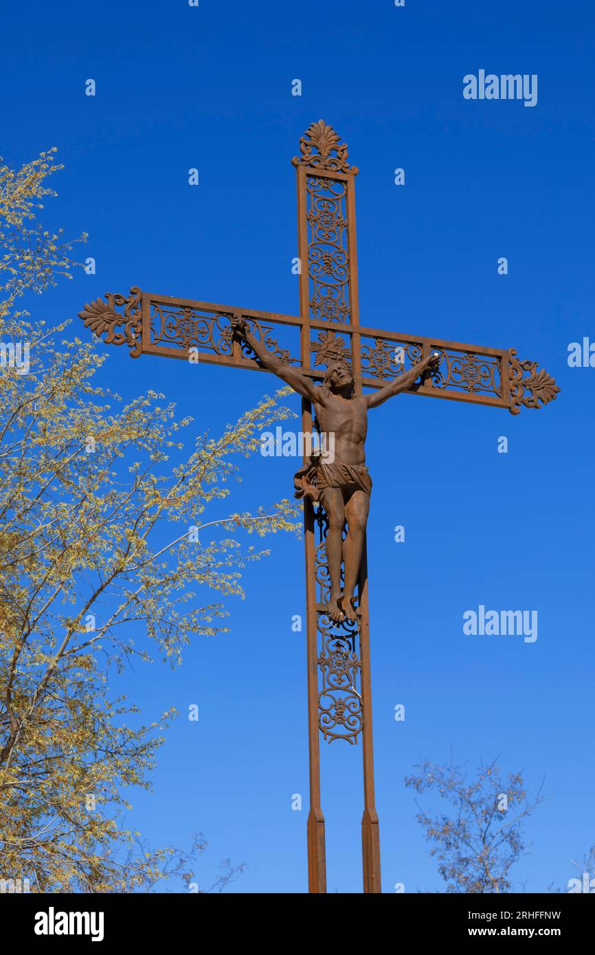 Statue of Christ on the cross at Oppède le Vieux, Provence, Vaucluse ...