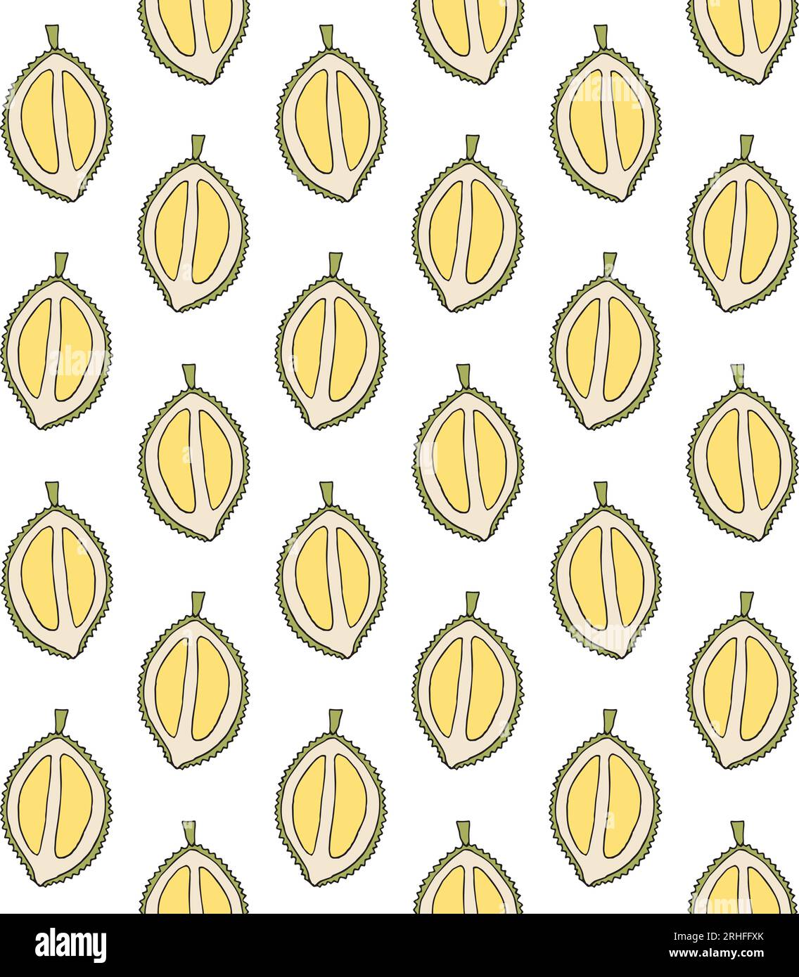 Vector seamless pattern of hand drawn doodle sketch colored durian ...