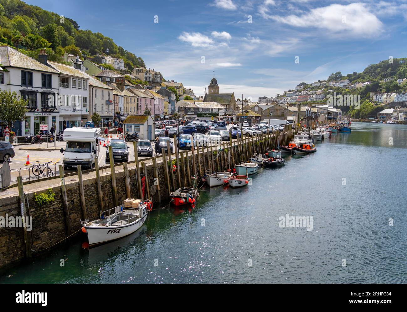 Looe, UK - August 2023: View of Looe with Looe harbour and the East ...