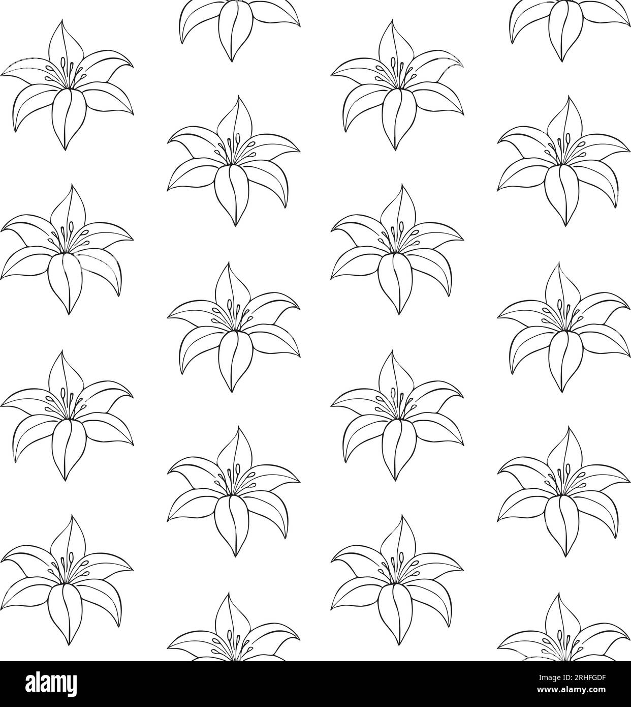 Vector seamless pattern of hand drawn doodle sketch Lilly flower ...