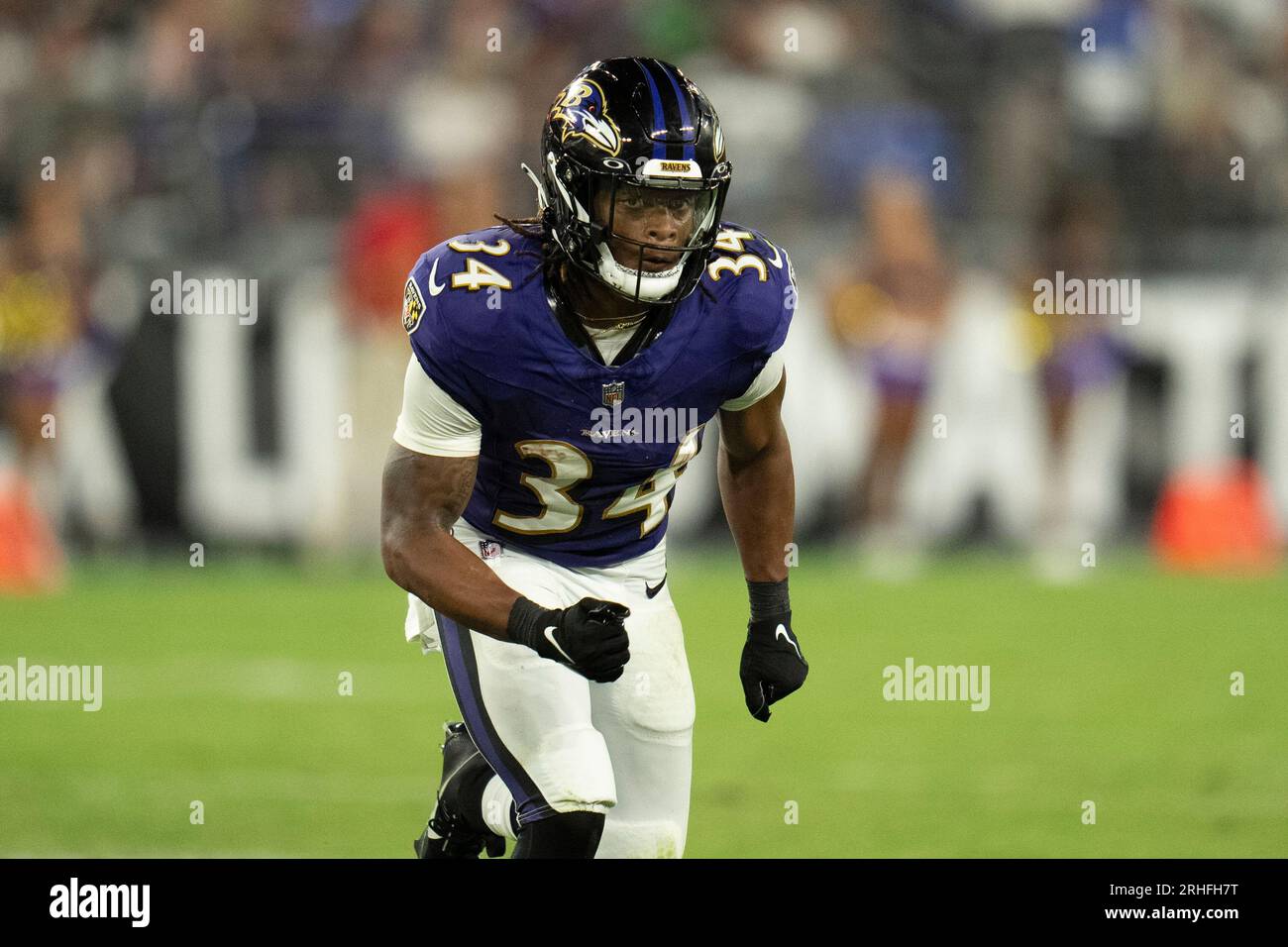 Baltimore Ravens running back Keaton Mitchell runs a route during the ...