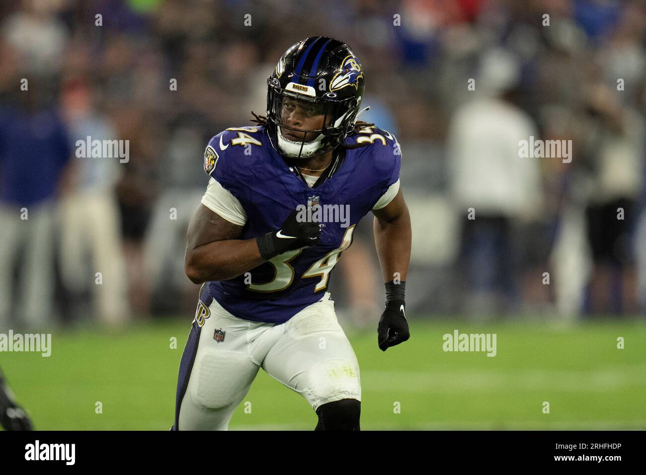 Baltimore Ravens running back Keaton Mitchell runs a route during the ...