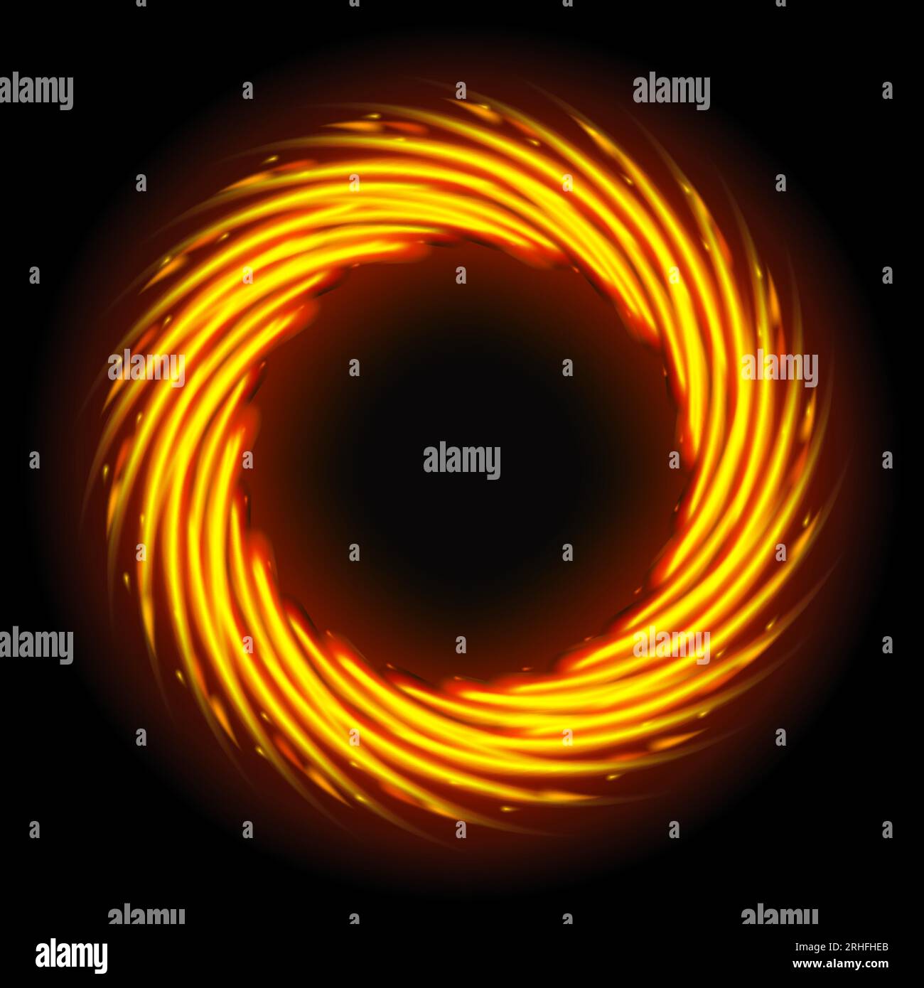 Shining glittering spinning golden circle with orange sparkles and ...