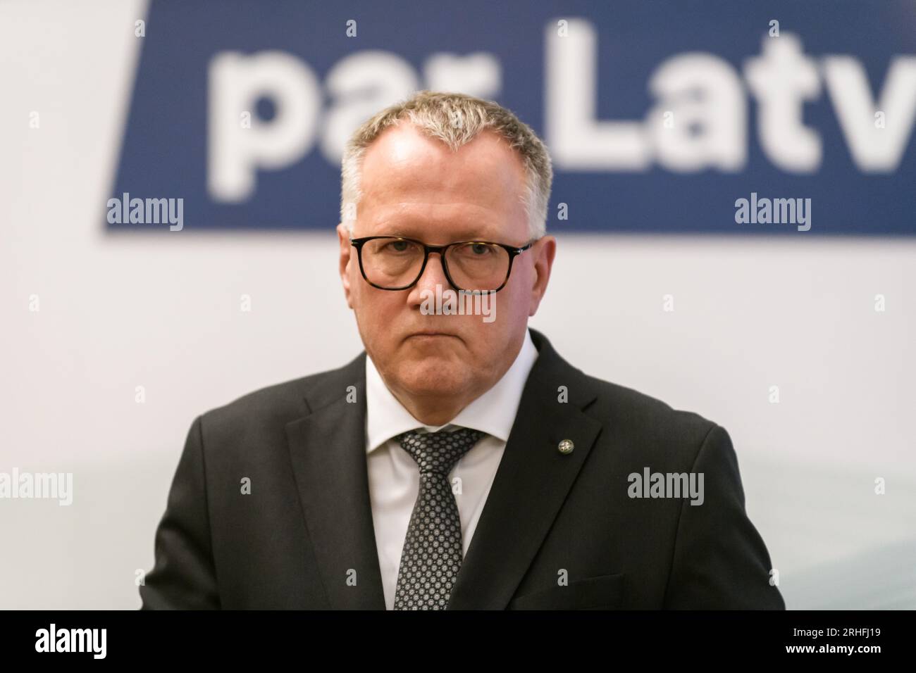RIGA, Latvia. 16th Aug, 2023. Arvils Aseradens, Minister for Finance of Latvia. Evika Silina ...