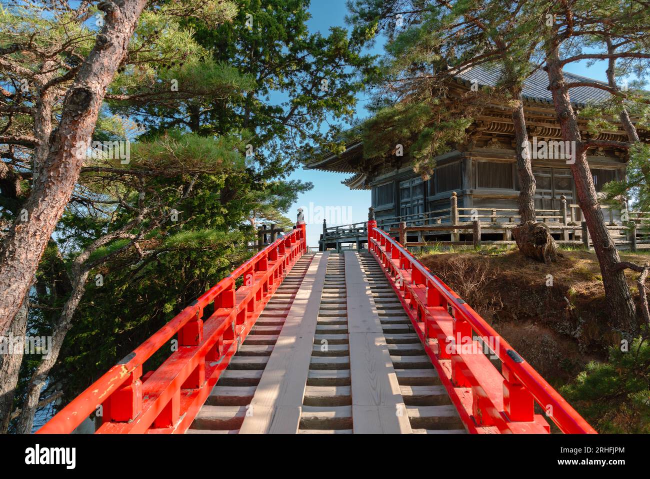 Godaido of Zuiganji Temple and red bridge in Matsushima, Miyagi, Japan ...