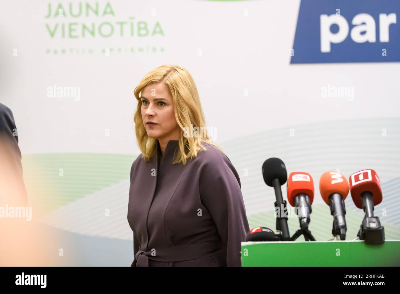 RIGA, Latvia. 16th Aug, 2023. Evika Silina (at photo), Minister for Welfare has announced as a ...