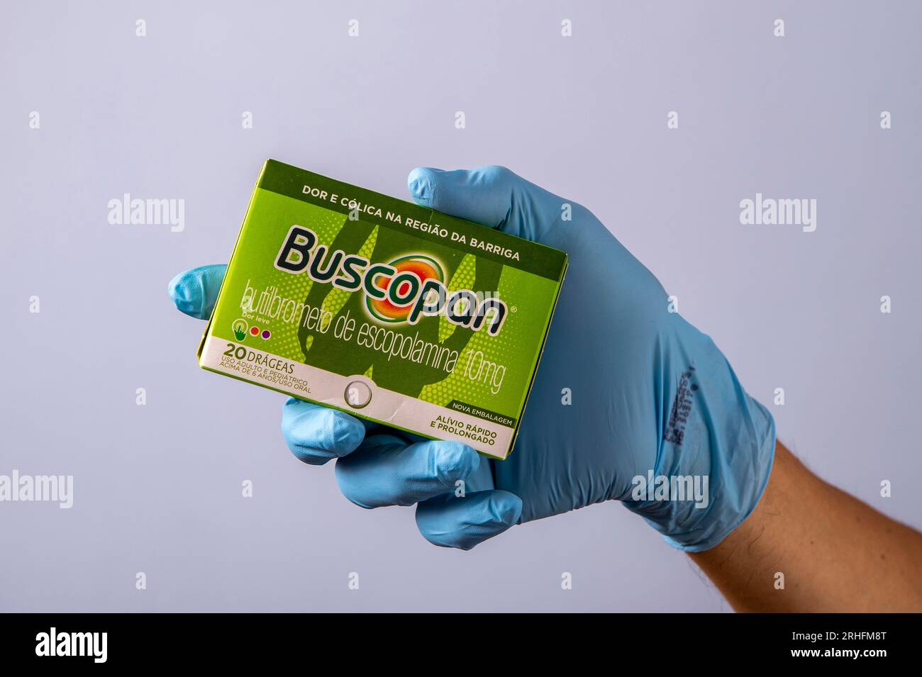 Rio, Brazil - January 27, 2023, hand with protective rubber glove ...