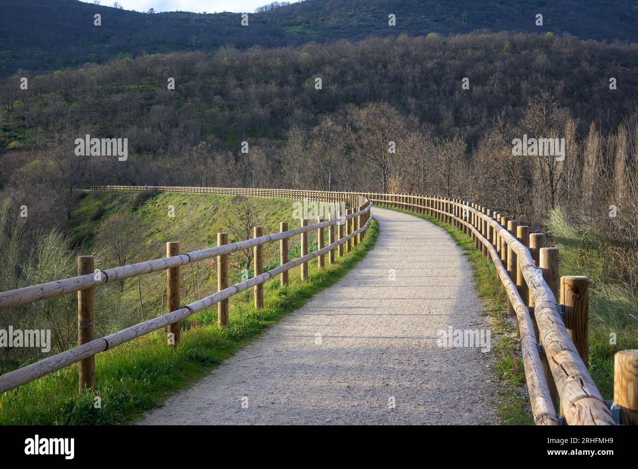 Natural path of La Plata Extremadura greenway in horizontal wide curve ...