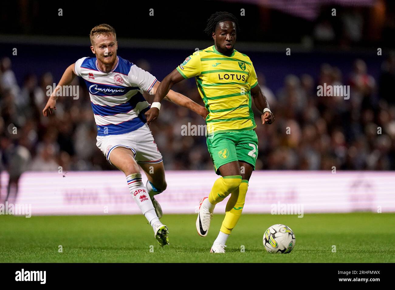 Norwich City's Jonathan Rowe (right) and Queens Park Rangers' Joe ...