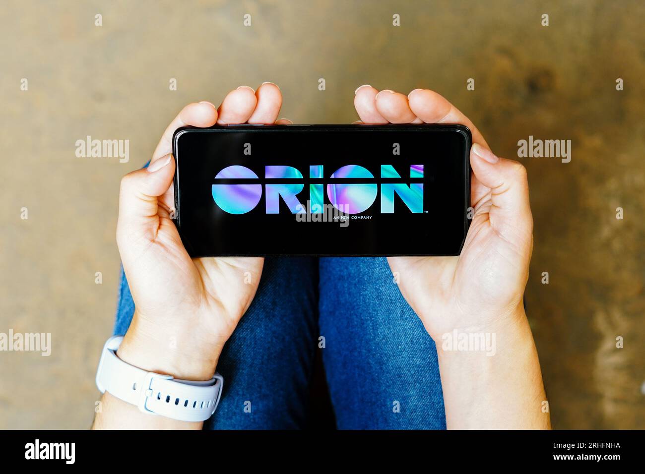 In this photo illustration, the Orion Pictures logo seen displayed on a ...