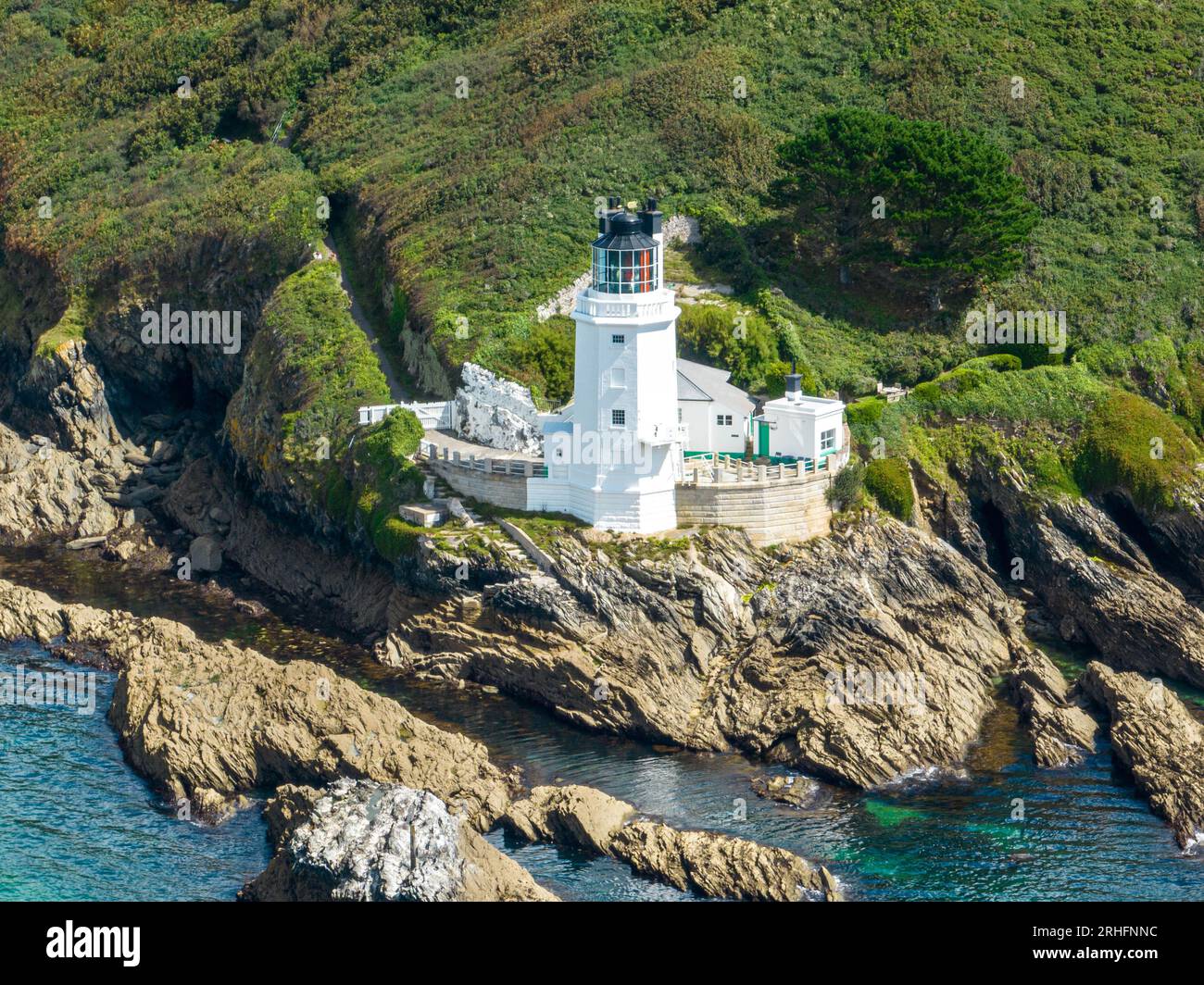 St Anthony's Head Lighthouse, Truro Cornwall aerial view Stock Photo ...