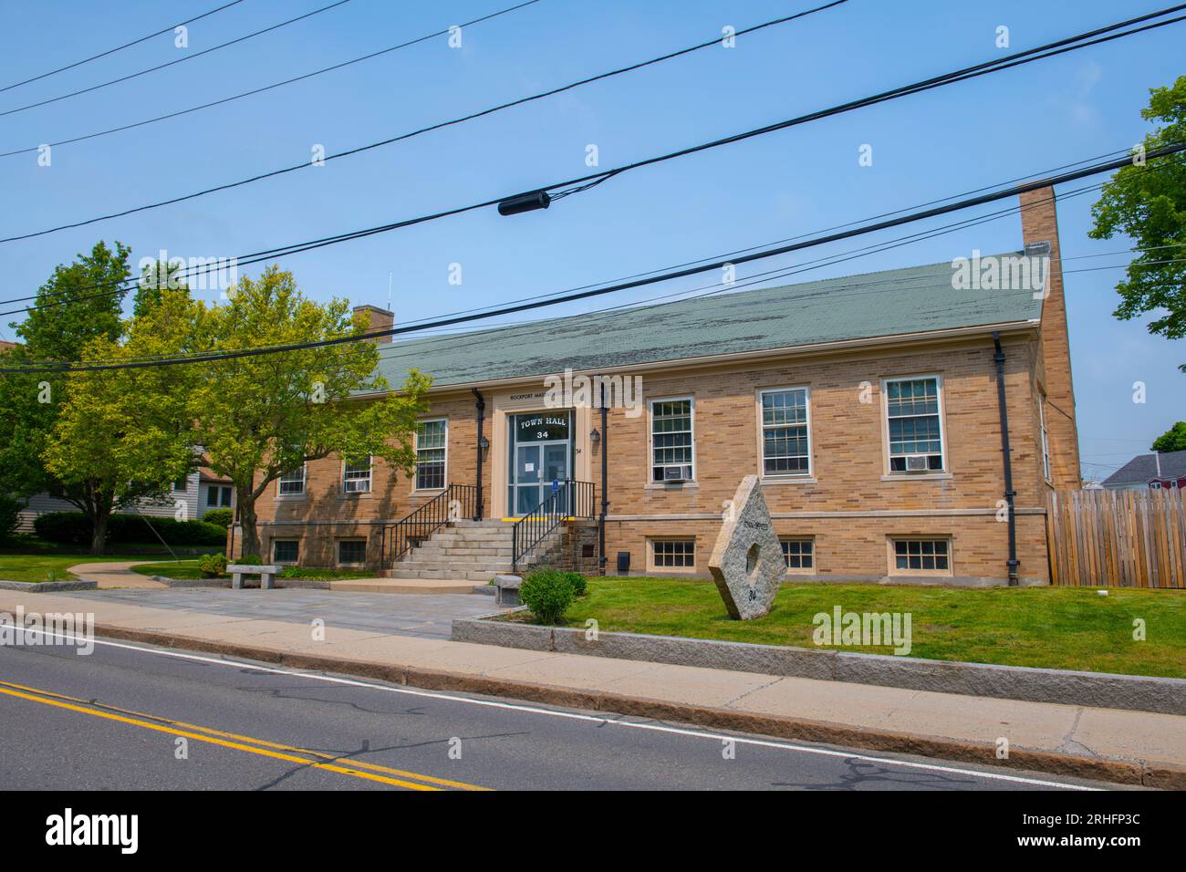 Rockport Town Hall at 34 Broadway at historic town center of Rockport ...