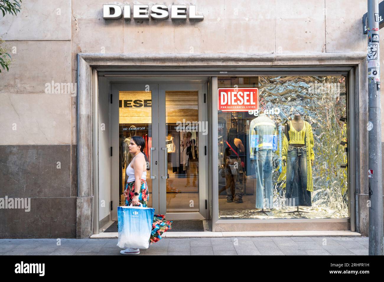 Madrid, Spain. 16th Aug, 2023. A pedestrian walks past the Italian ...