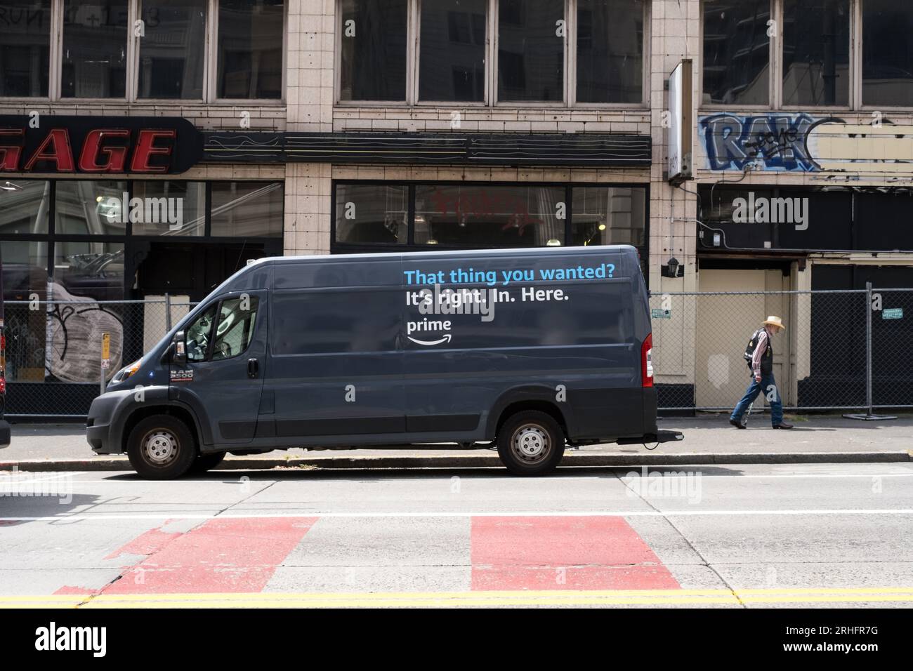 Seattle, USA. 7 Jul, 2023. Amazon delivery truck in downtown Stock ...
