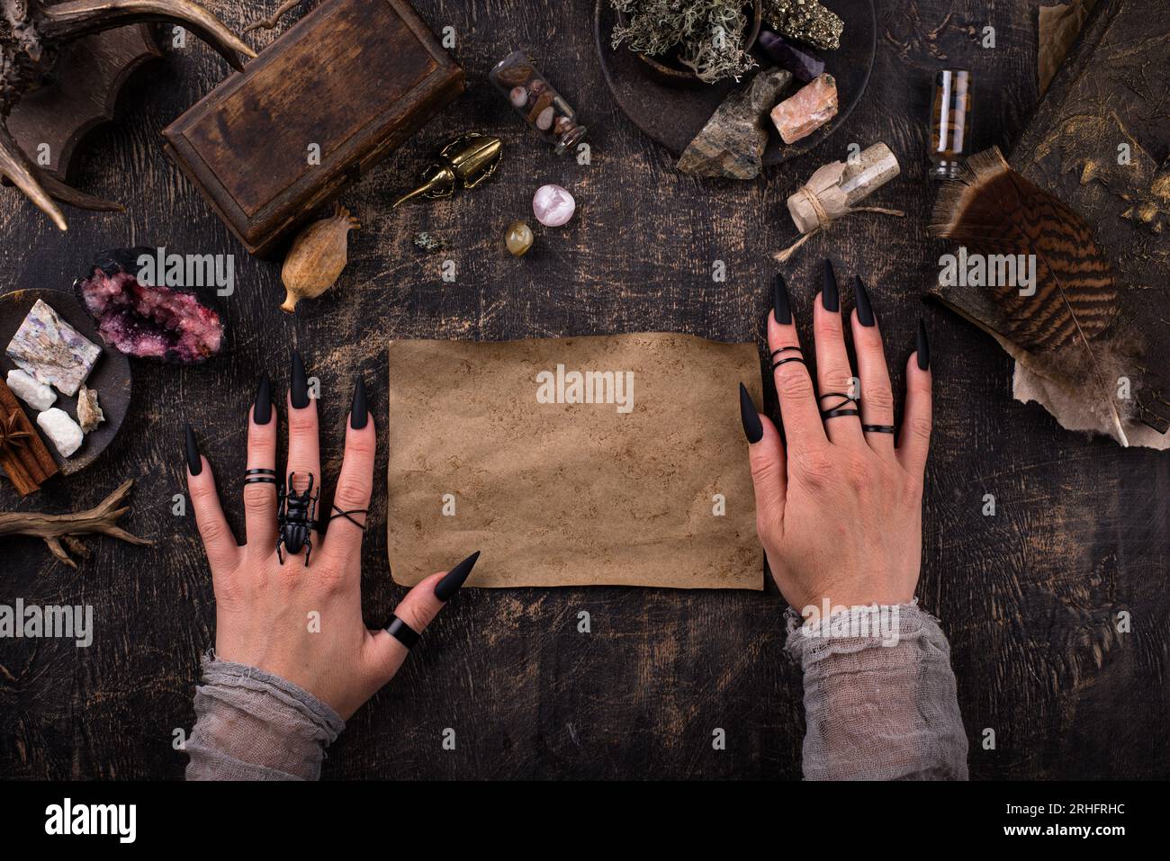 Esoteric magical background with runes Stock Photo - Alamy