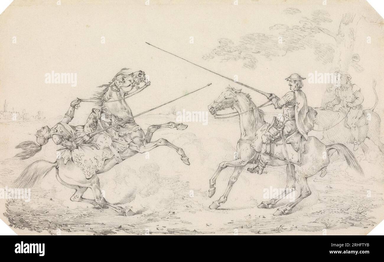 Knight Falling From His Horse at a Squire's Tilt by Henry Thomas Alken ...