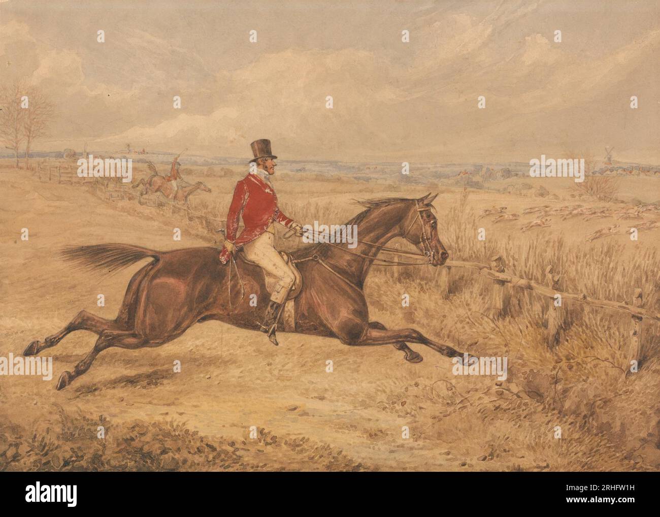 Charging an Ox Fence by Henry Thomas Alken Stock Photo - Alamy