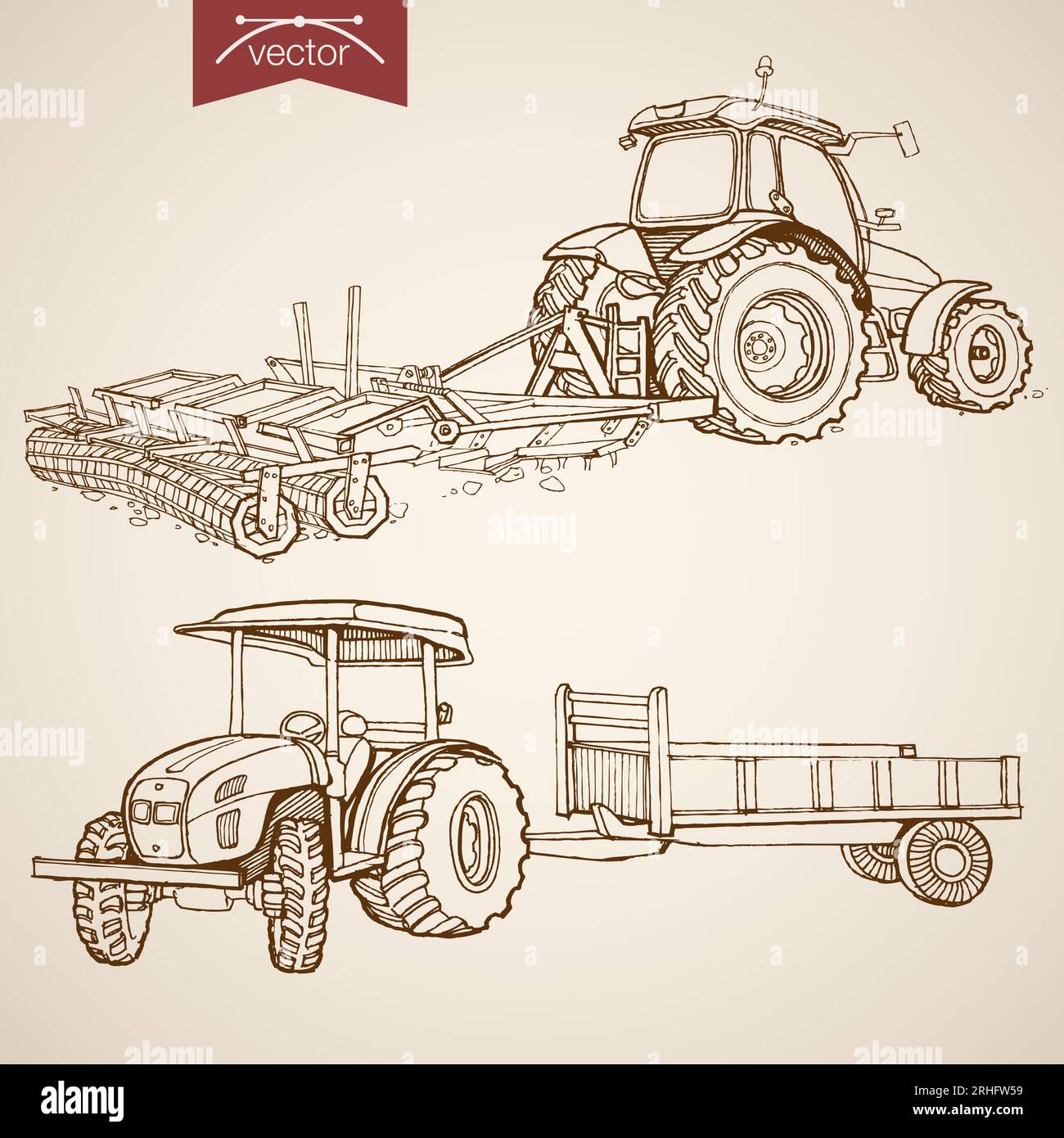 Tractor sketch Stock Vector Images - Alamy