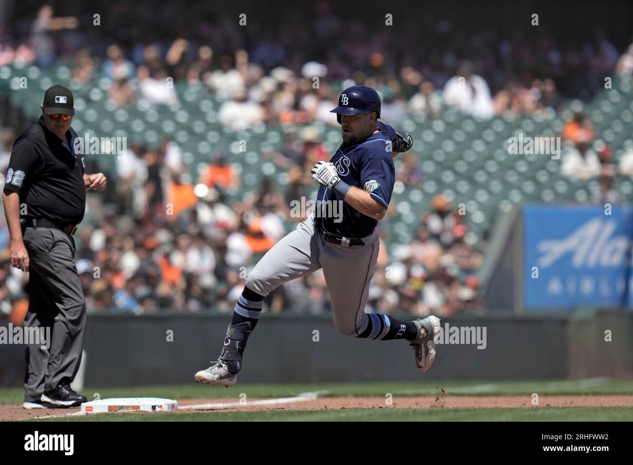 Tampa Bay Rays' Luke Raley runs the bases for an inside-the-park home ...
