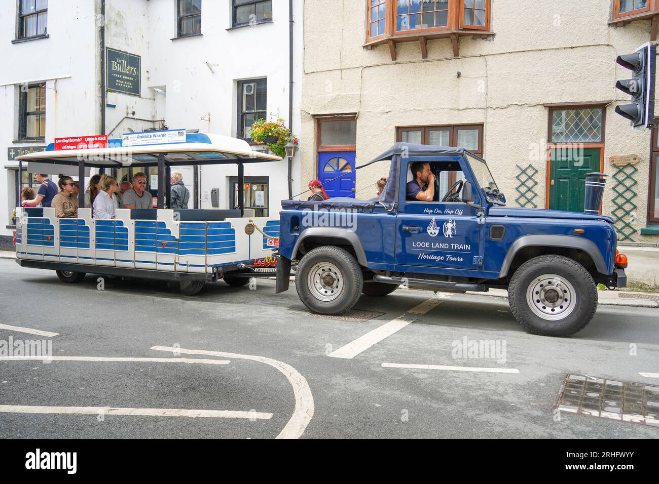 Looe, UK - August 2023: Looe, UK - August 2023: Looe land train, hop on ...