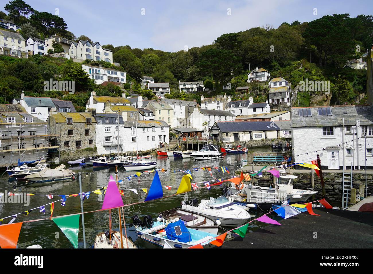 The inner harbour of historical fishing village of Polperro Stock Photo ...