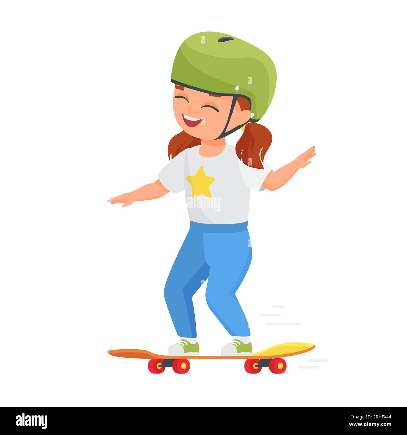 Little girl on skateboard. Skateboarding sport activity kids vector ...