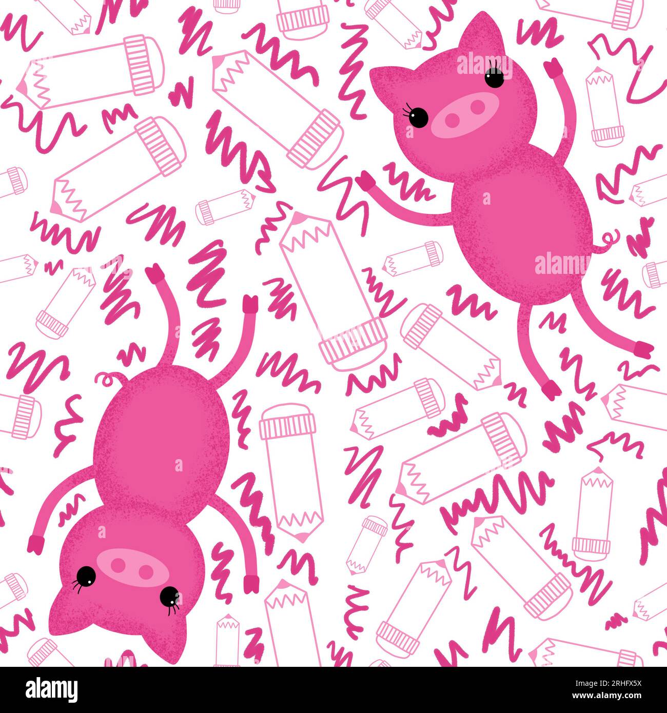 Cartoon animals seamless pigs pattern for wrapping paper and fabrics ...