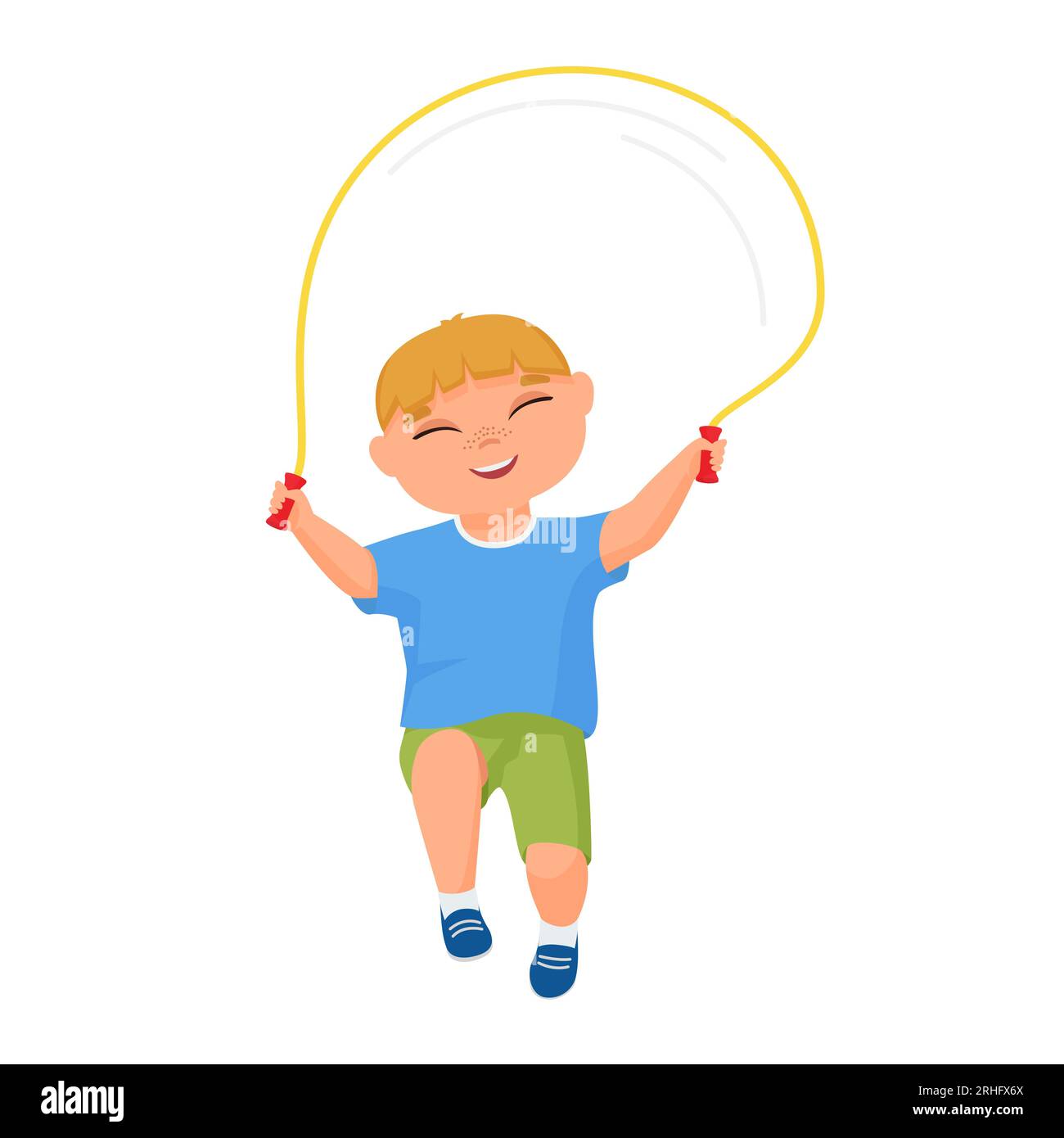 Happy kid jumping rope. Outdoor children activity, sport active kids ...