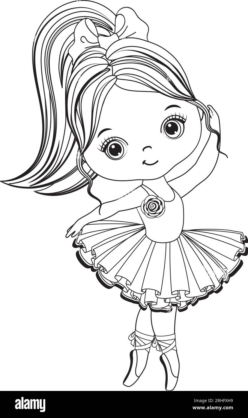 Vector Black and White Ballerina Girl for Coloring Stock Vector Image ...