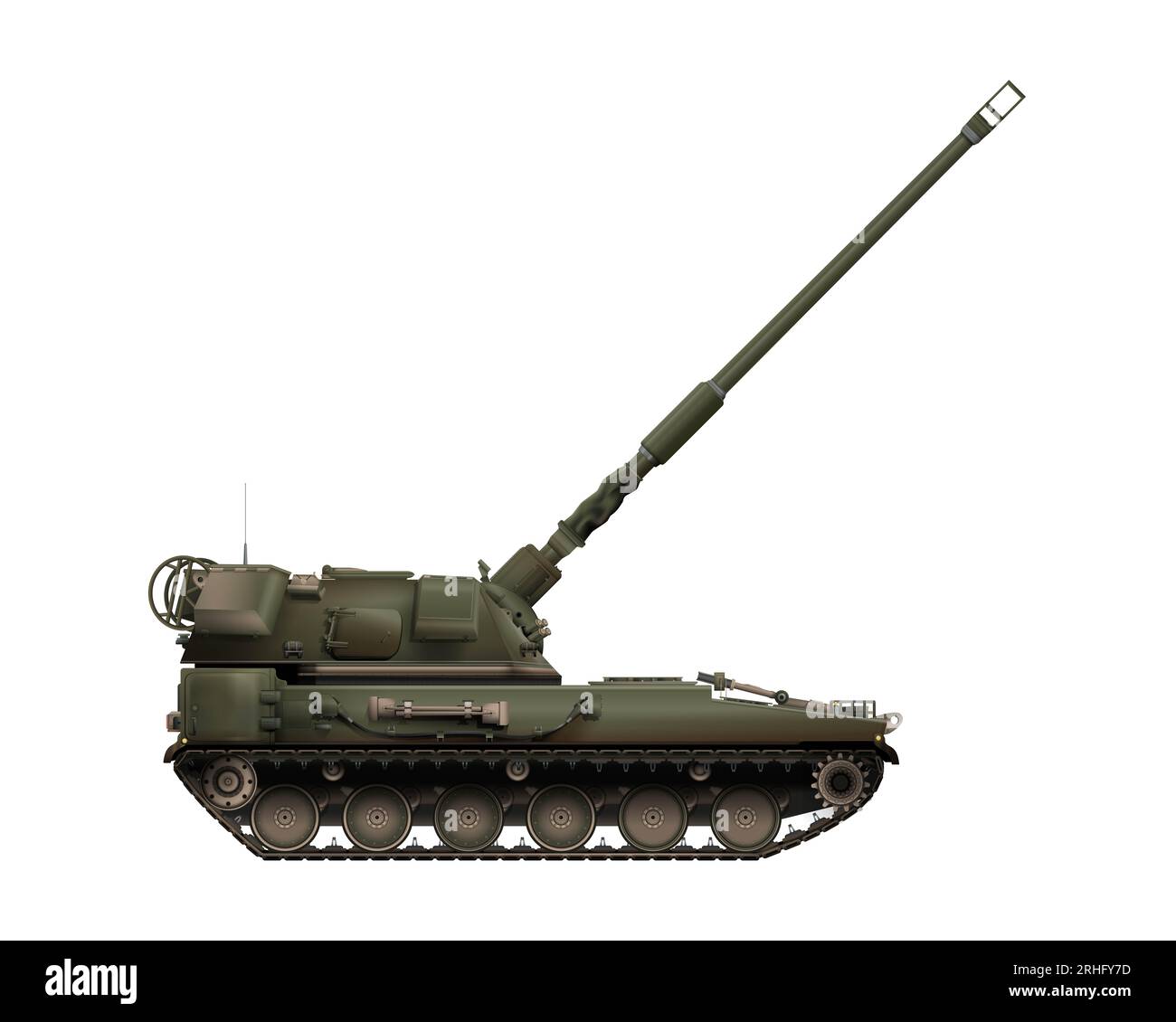 AHS Krab in realistic style. Polish self-propelled artillery. Raised ...