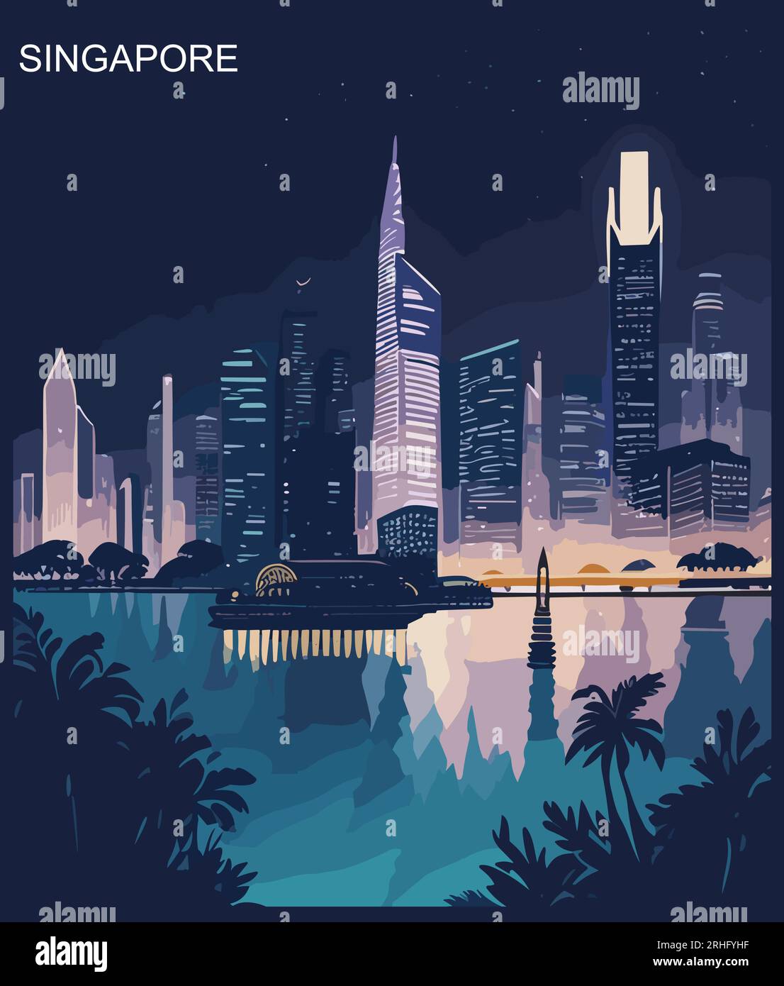 Singapore night poster design concept Stock Vector Image & Art - Alamy