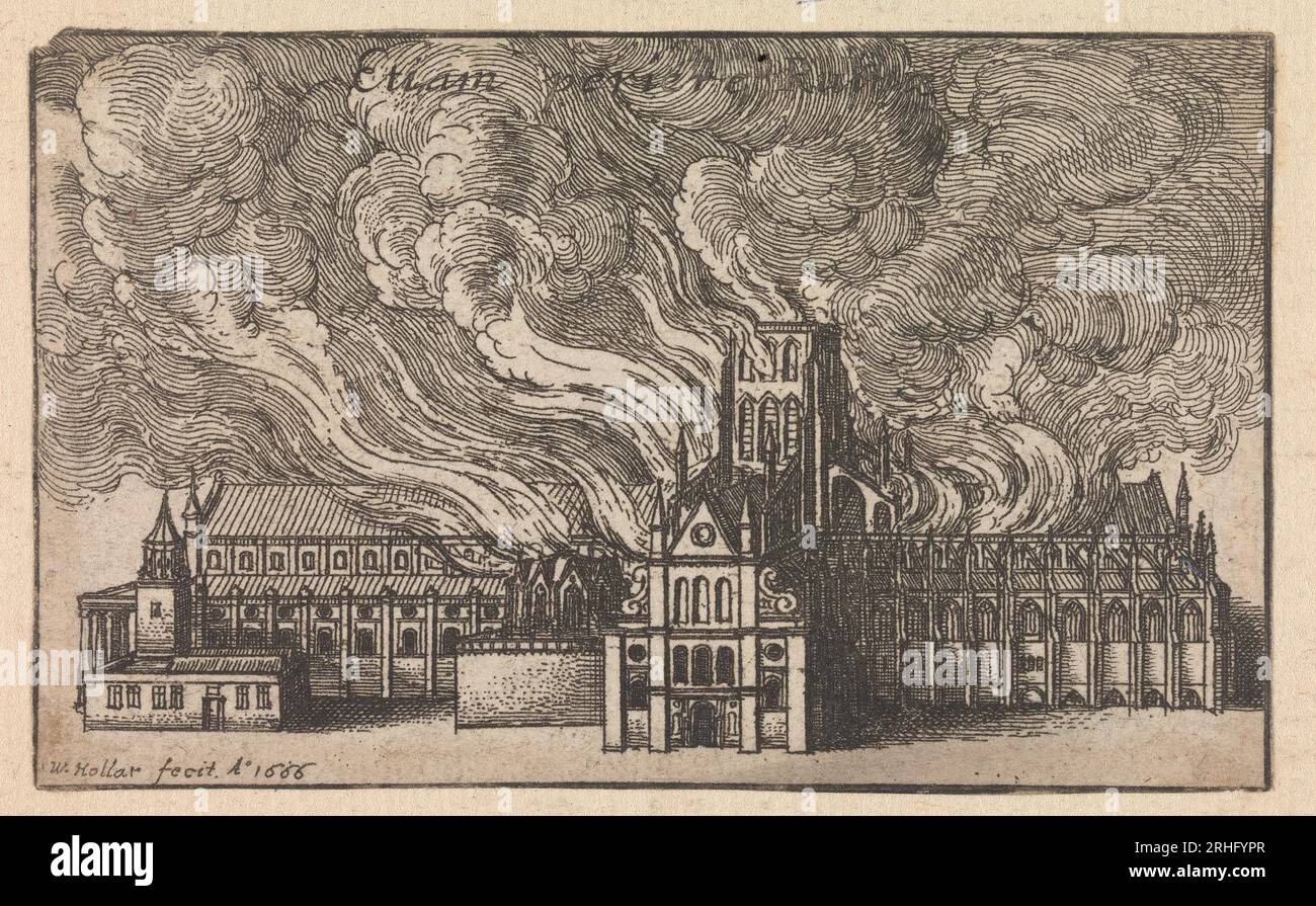 Burning of old St. Paul's Cathedral in the Fire of London 1666 by ...