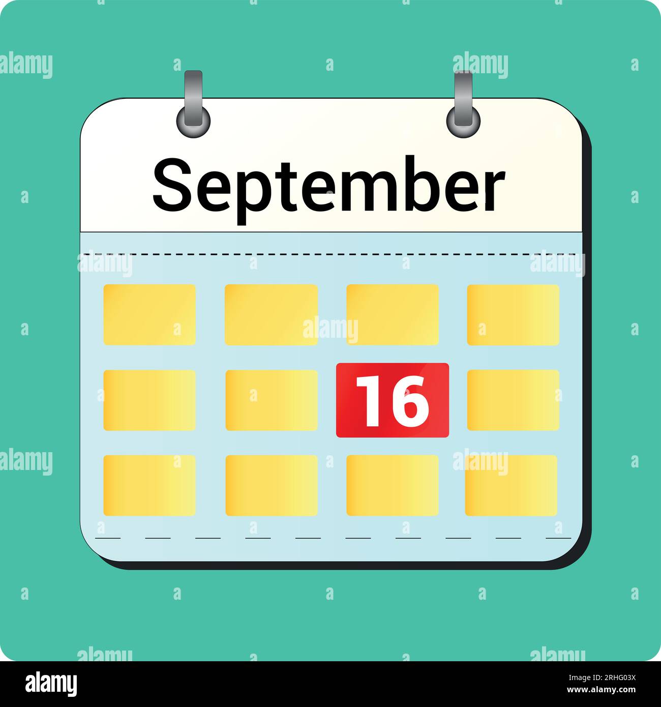 calendar vector drawing, date September 16 on the page Stock Vector ...