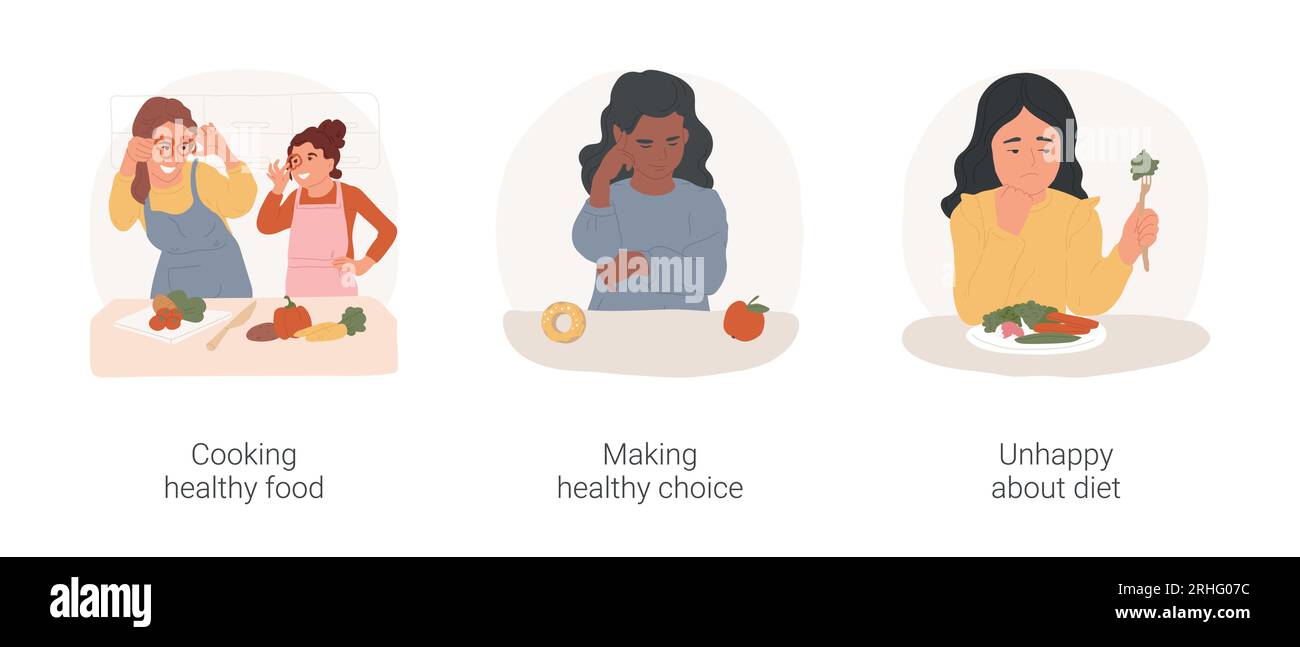 Diet and nutrition isolated cartoon vector illustration set. Cooking ...