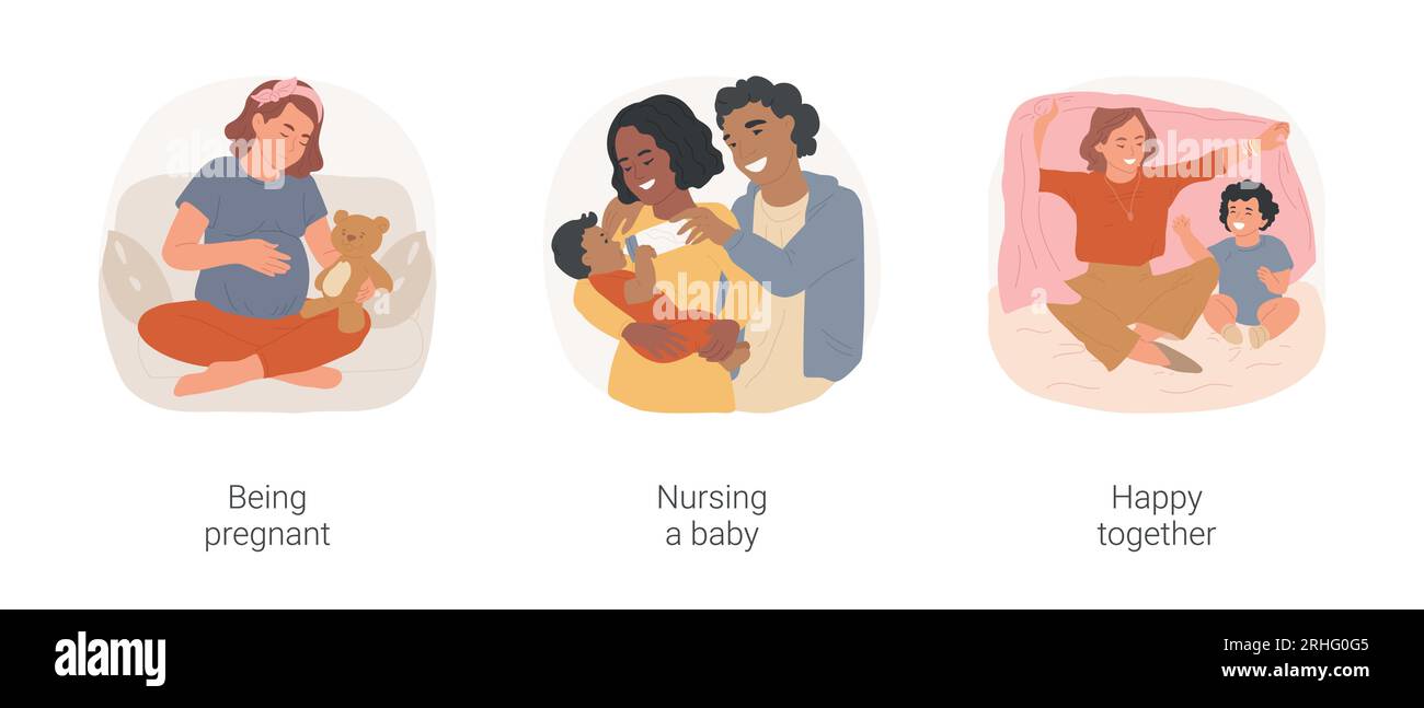 Teenage parents isolated cartoon vector illustration set. Dreaming ...