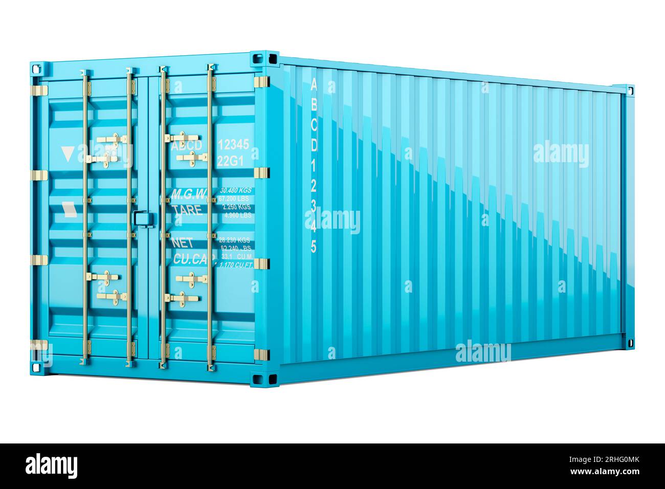 Blue cargo container. 3D rendering isolated on white background Stock ...