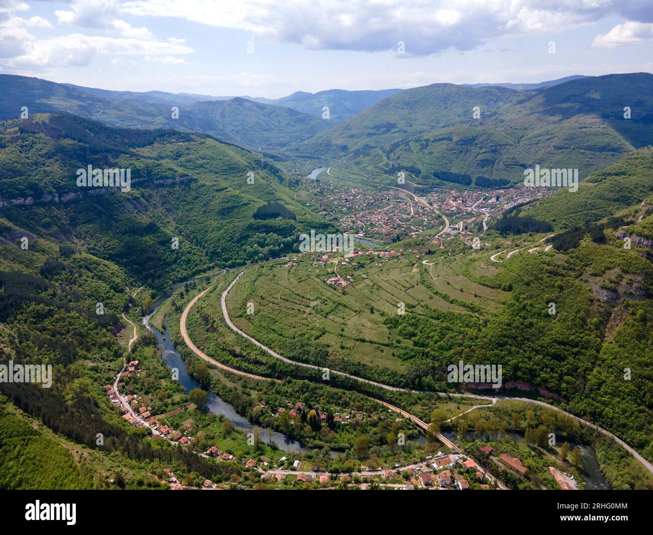 Amazing Aerial view of iskar gorge near village of Bov, Balkan ...