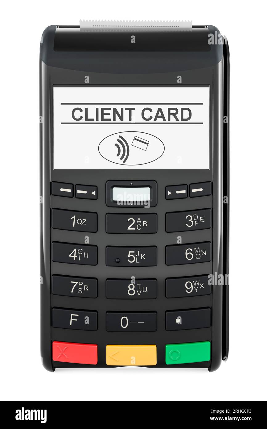 POS-terminal, top view. 3D rendering isolated on white background Stock ...