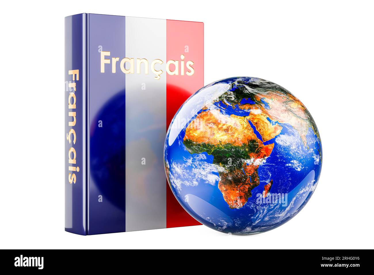French language textbook with Earth Globe. International lessons and ...