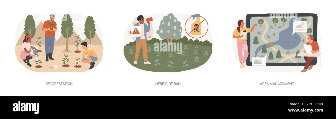 Climate change mitigation isolated concept vector illustration set ...