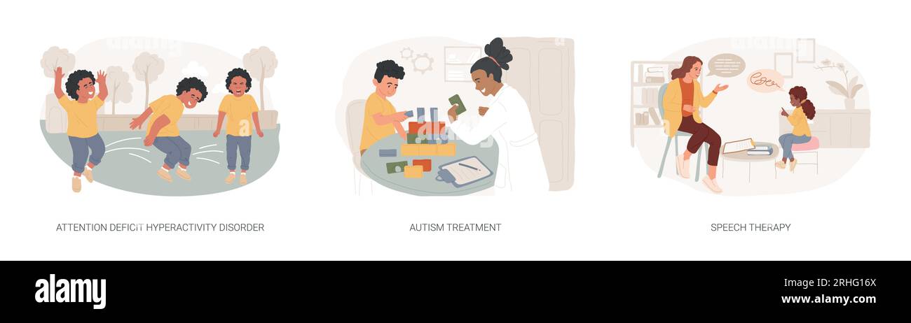 Children development issues isolated concept vector illustration set ...