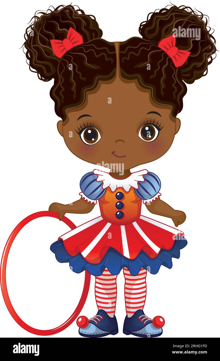 Vector Cartoon Circus Black Girl Holding Hoop Stock Vector Image & Art ...