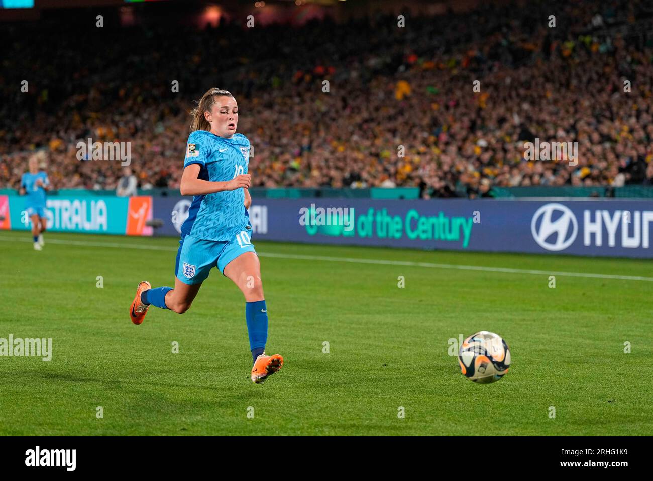 Sydney, Australia. August 16 2023: Ella Toone (England) controls the ...
