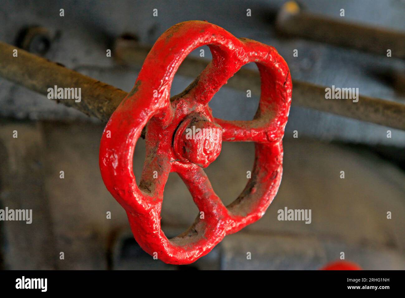 Red hand control valve, closeup of photo Stock Photo - Alamy