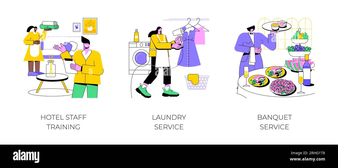 Hotel business isolated cartoon vector illustrations set. Experienced ...