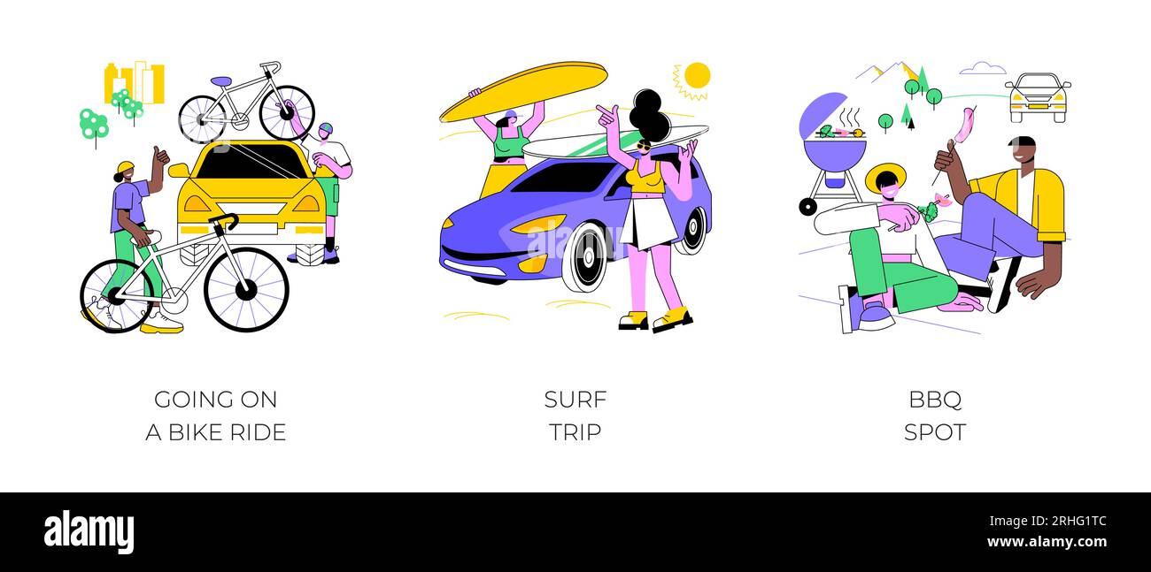Adventure trip isolated cartoon vector illustrations set. Couple ...