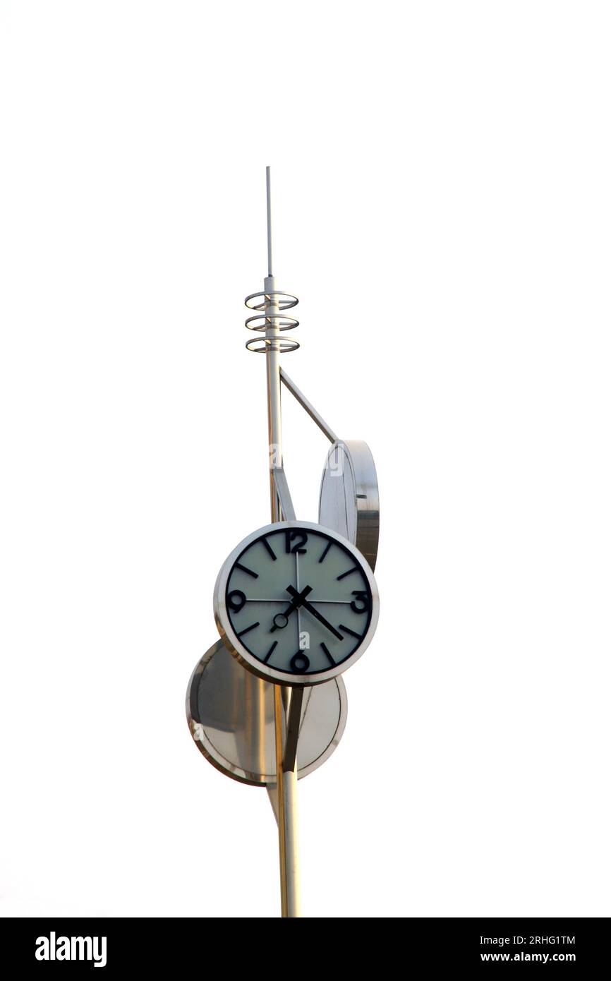 Outdoor clock on the white background Stock Photo - Alamy