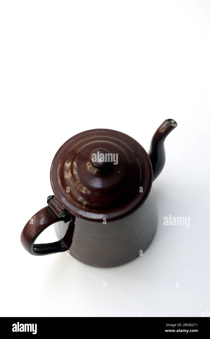 vintage teapot, vintage metal teapot Stock Photo - Alamy