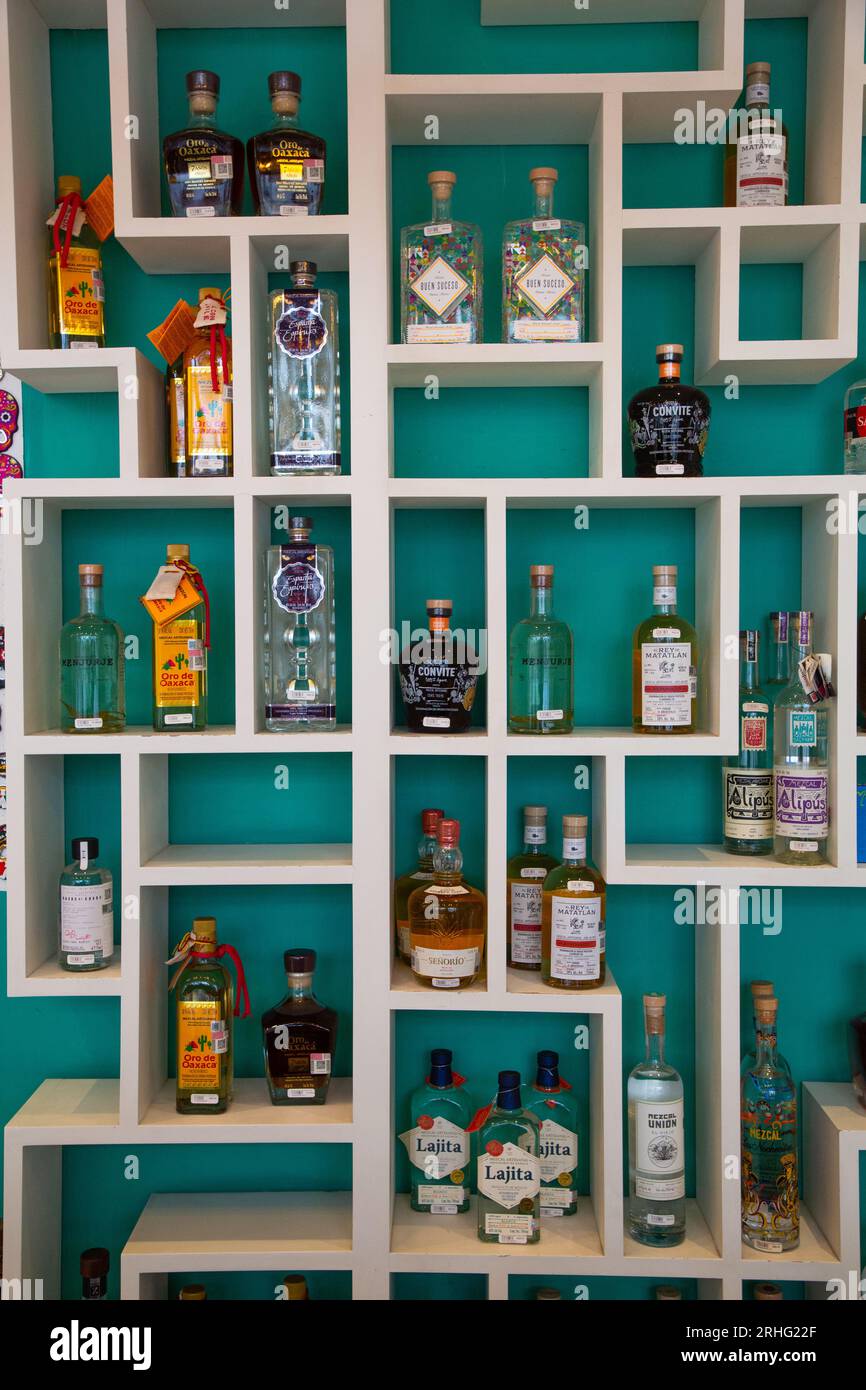 Display of Tequila and Mezcal Bottles, Museum of Tequila and Mezcal ...