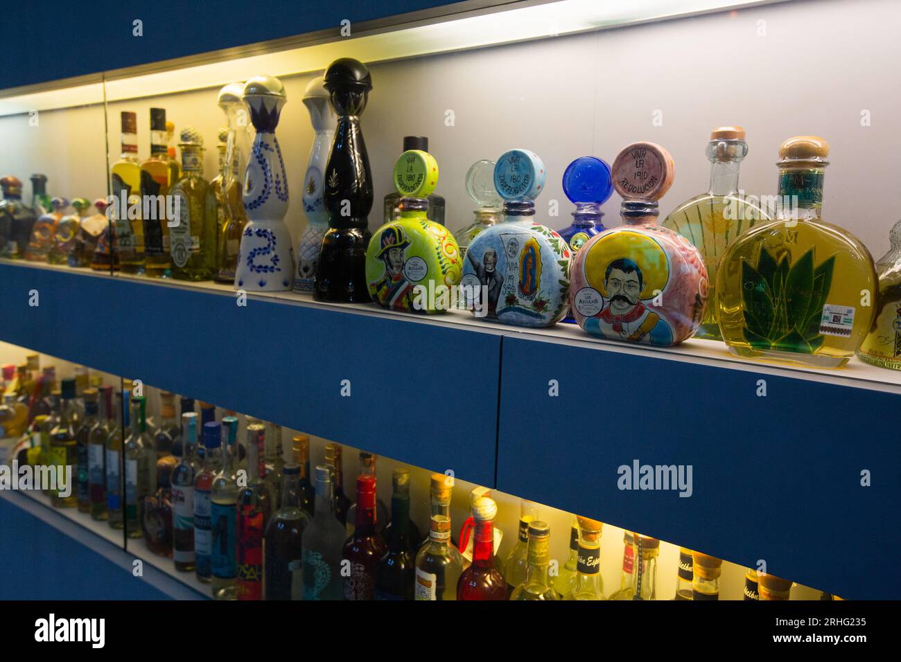 Display of Tequila and Mezcal Bottles, Museum of Tequila and Mezcal ...